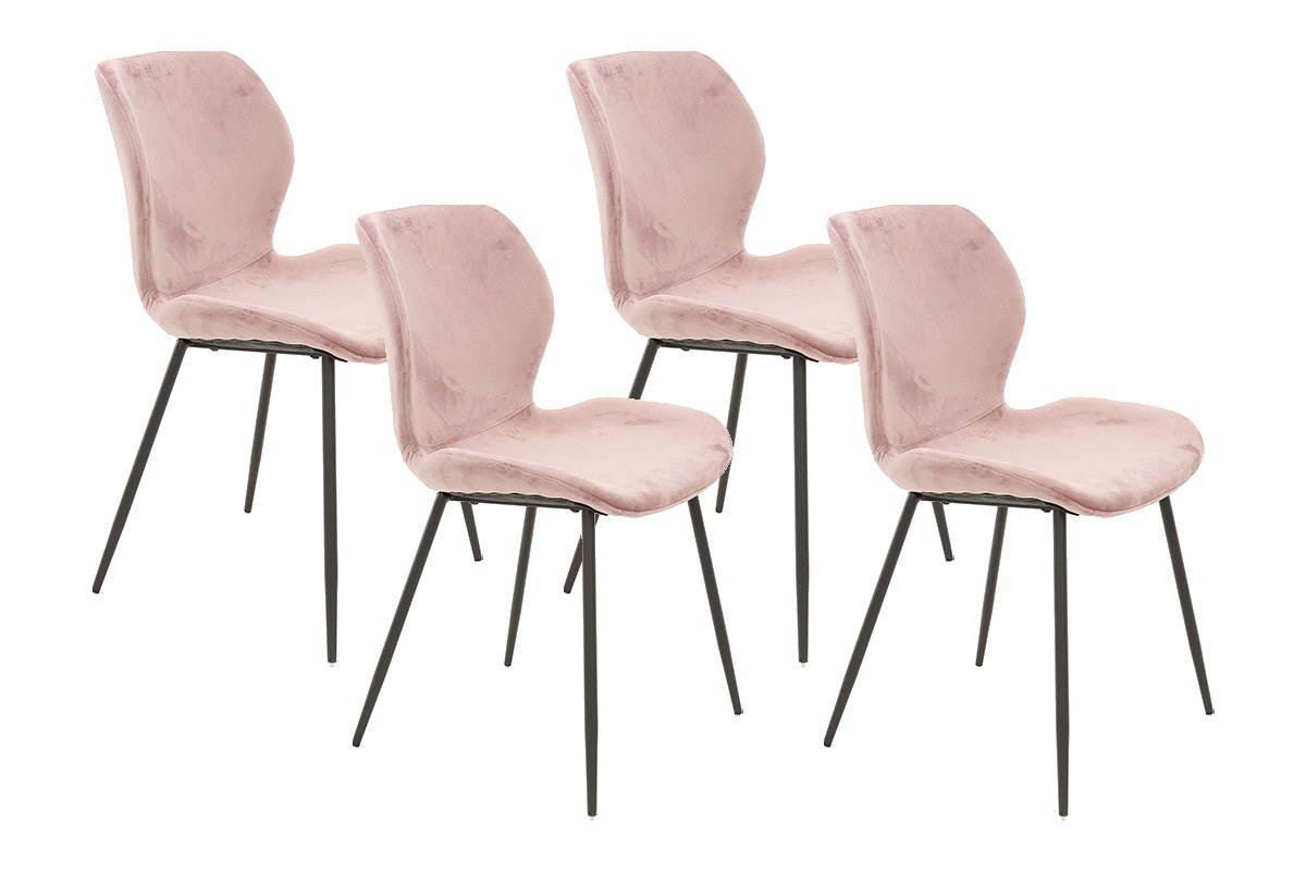 Set de 4 chaises Z001-3738 - velours rose - Meubles Crack